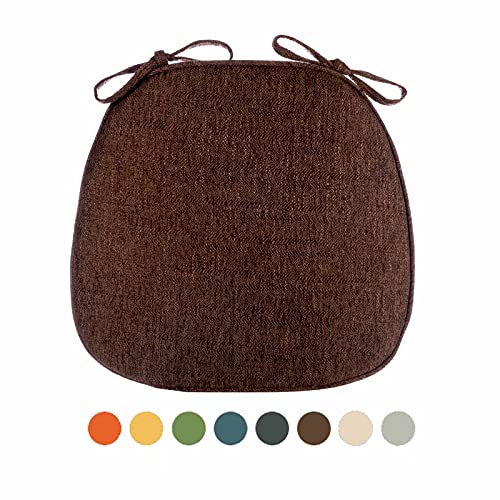 CFMZ Chair Pads for Dining Chairs Set of 6, Kitchen Chair Cushions with Ties, Seat Cushions for Dining Chairs, All Season Seat Pads for Dining Chairs Outdoor Garden Brown, 6 Pack