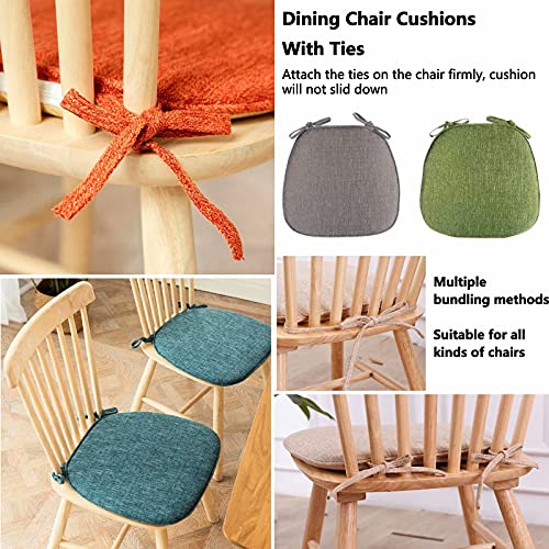 CFMZ Chair Pads for Dining Chairs Set of 6, Kitchen Chair Cushions with Ties, Seat Cushions for Dining Chairs, All Season Seat Pads for Dining Chairs Outdoor Garden Brown, 6 Pack