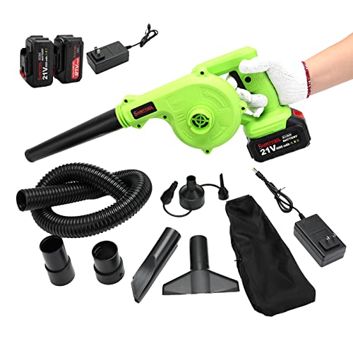 Cordless Mini Blower,2-in-1 Small Blower with 2 Lithium Battery,Portable Blower for Inflating,Blowing Leaf,Clearing Dust & Small Trash,Car by SHINTYOOL