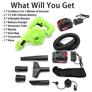 Cordless Mini Blower,2-in-1 Small Blower with 2 Lithium Battery,Portable Blower for Inflating,Blowing Leaf,Clearing Dust & Small Trash,Car by SHINTYOOL