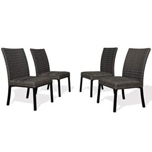 iwicker patio wicker dining chairs, outdoor heavy-duty frame rattan chairs with quick dry foam filling and curved backrest, set of 4