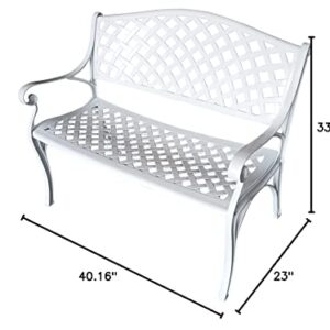 Oakland Living Luxury High-End Cast Aluminum Outdoor Patio Bench, White