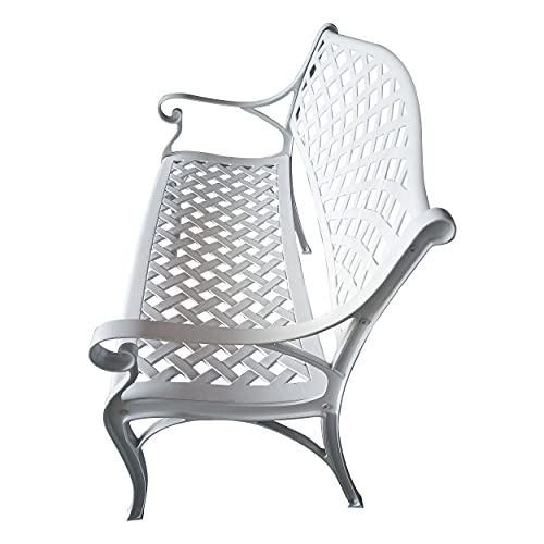 Oakland Living Luxury High-End Cast Aluminum Outdoor Patio Bench, White