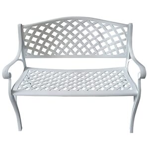 Oakland Living Luxury High-End Cast Aluminum Outdoor Patio Bench, White