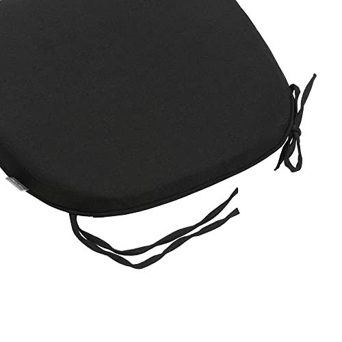 Magpie Fabrics Outdoor/Indoor 17"x16"x2" Chair Cushions with Ties Set of 4, Waterproof All Weather U-Shape Seat Pads Decoration for Patio Garden Furniture Home Office (Black)