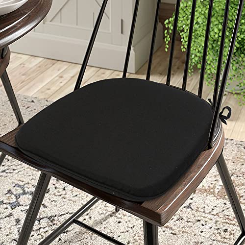 Magpie Fabrics Outdoor/Indoor 17"x16"x2" Chair Cushions with Ties Set of 4, Waterproof All Weather U-Shape Seat Pads Decoration for Patio Garden Furniture Home Office (Black)