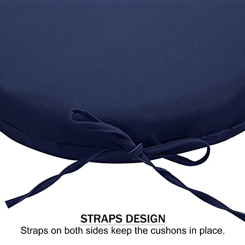 downluxe Outdoor Chair Cushions, Waterproof Round Corner Memory Foam Seat Cushions with Ties for Garden Patio Funiture, 17" x 16" x 2", Navy, 4 Pack