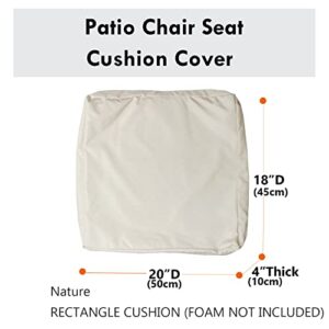 youngseahome Patio Seat Cushion Covers,Washable Slip Covers Replacement,Waterproof Outdoor Furniture Chair Cushion Pillow Seat Cover for Couch,Garden,Sofa,Khaki,20"×18"×4"(4 Covers Only)