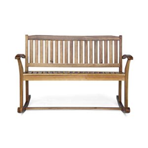 christopher knight home dexter patio glider | acacia wood finish, natural stain