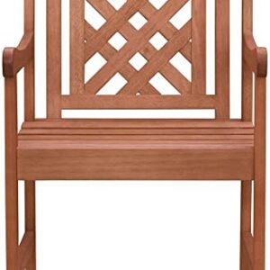 VIFAH V1835 Malibu Outdoor Patio Plaid Eucalyptus Dining Armchair