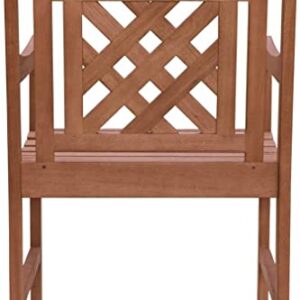 VIFAH V1835 Malibu Outdoor Patio Plaid Eucalyptus Dining Armchair