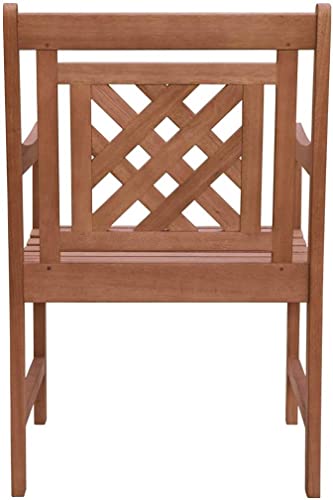 VIFAH V1835 Malibu Outdoor Patio Plaid Eucalyptus Dining Armchair