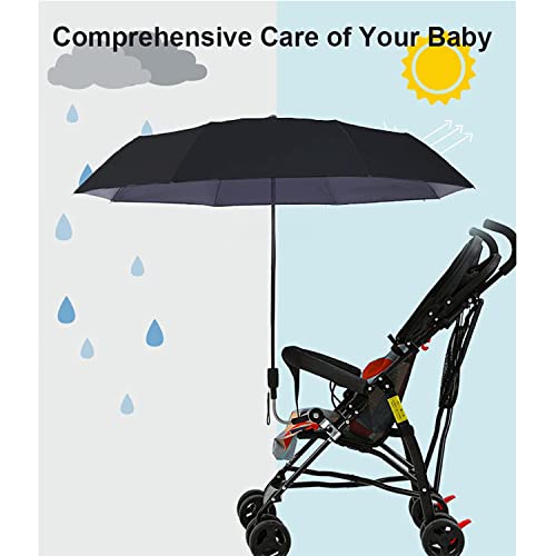 36 Inch Large Size Stroller Umbrella,Portable Sun Umbrella,Foldable and Detachable Clip on Umbrella,Attachable Umbrella for Outdoor Chair,Waterproof Umbrella with Holder Clip Clamp