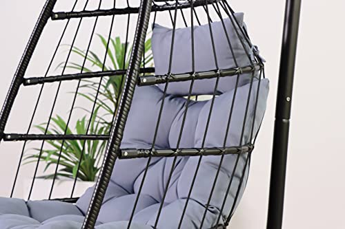 Avenlur Outdoor Patio Hanging Chair - Egg Chair with Stand, Indoor/Outdoor Hanging Chair for Patio Bedroom Balcony (Grey)