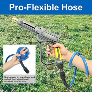 Heliwoo Pressure Washer Hose 50 FT x 1/4", Upgrade Kink Resistant Pro-Flexible Electric Power Washing Hose, 4000 PSI Replacement Extension Hose with Swivel Thread x 3/8" Quick Connect 5 Set