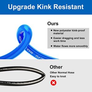 Heliwoo Pressure Washer Hose 50 FT x 1/4", Upgrade Kink Resistant Pro-Flexible Electric Power Washing Hose, 4000 PSI Replacement Extension Hose with Swivel Thread x 3/8" Quick Connect 5 Set