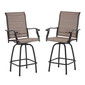 vicllax outdoor swivel bar stools set of 2 all-weather patio bar height chairs for garden backyard