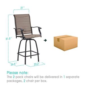 VICLLAX Outdoor Swivel Bar Stools Set of 2 All-Weather Patio Bar Height Chairs for Garden Backyard