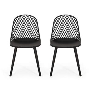 christopher knight home delora outdoor dining chair (set of 2), black