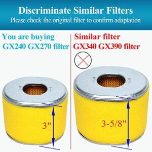 HOODELL 4 Pack GX270 Air Filter, Fit for Honda GX240 8HP GX 270 9HP Engine Air Filter, Professional 17210-ZE2-505 17210-ZE2-822 17210-ZE2-515 Air Filter