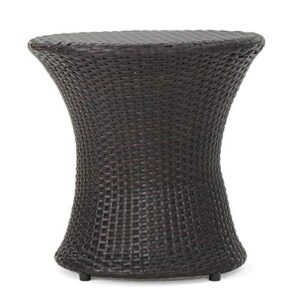 christopher knight home adriana outdoor wicker accent table, multibrown