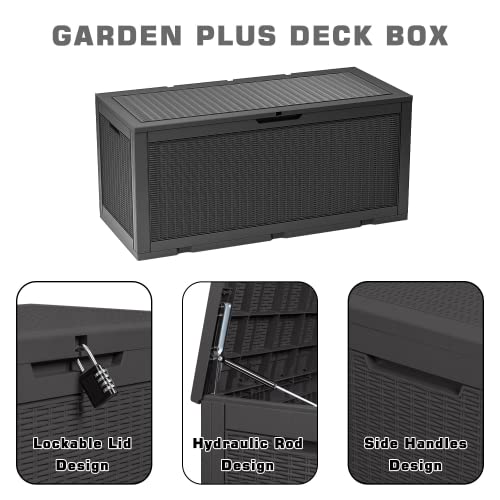 Outdoor All-Weather 100 Gallon Resin Deck Box, Black~HTAG547