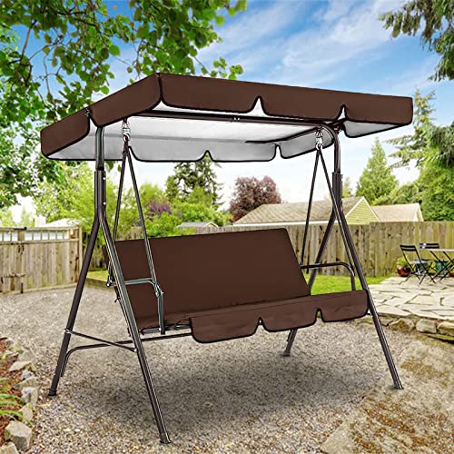 Lucitingfinil Patio Canopy Swing Cover Outdoor Swing Canopy Replacement Waterproof UV Resistant Durable Removable Swing Cover with Swing Chair Cover (No Steel Frame) (76.7 X 49.2 X 5.9, Coffee)