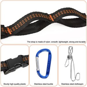 Runpon Hammock Straps,Campsite Storage Strap with 13 PCS Buckle & 8 PCS Clothes Pins for Hanging Camping Equipment,Outdoor Tent Lanyard Rope Clothesline Hammock Accessories Set Camping Essentials