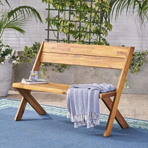 Christopher Knight Home Irene Outdoor Acacia Wood Bench, Sandblast Teak Finish