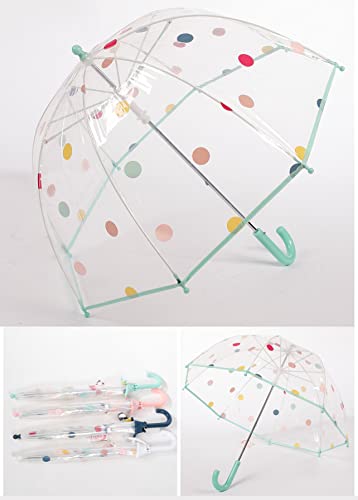 ThreeH Kids Dots Bubble Umbrella with Easy Grip Handle 8 Shatterproof Fiber Ribs 28 Inch Extended Canopy Great Birthday Party Christmas,Green