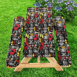 CT DISCOUNT STORE 3 Pc Picnic Table Cover Outdoor - Including The 2 Bench Seats with Elastic Edges - Versatile Color Scheme That's Reflective of The Summer Season - Family Chill and Grill BBQ