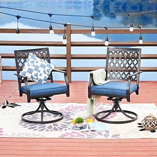 LOKATSE HOME Patio Swivel Rocker Chairs Furniture Metal Outdoor Dining Chairs with Cushion Set of 2