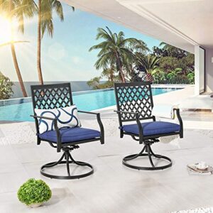 LOKATSE HOME Patio Swivel Rocker Chairs Furniture Metal Outdoor Dining Chairs with Cushion Set of 2