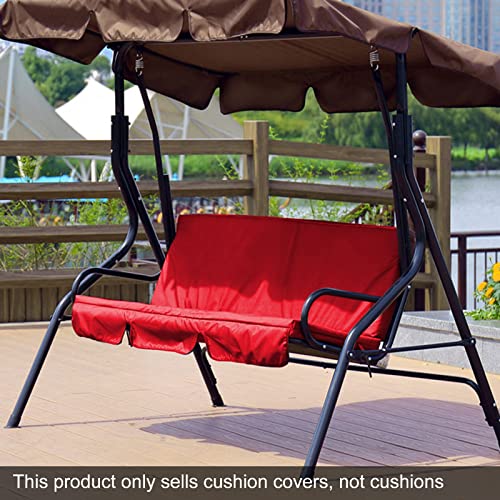 AMONIDA Swing Seat Cover,Three Seaters Patio Swing Cushion Cover Replacement,for Patio, Courtyard, Garden,Waterproof Dustproof Swing Chair(59.1x19.7x3.9in)(Red)