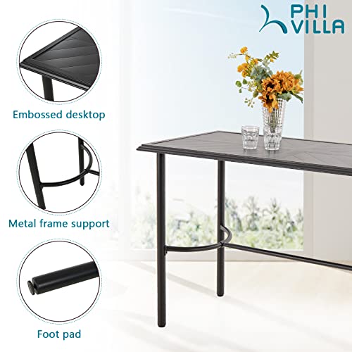 PHI VILLA Patio Swivel Bar Set of 5,Large Metal Table and Barstool with Breathable Fabric,Black Thickened Frame and 360 Degree Swivel Bar Height Chairs for Lawn,Garden