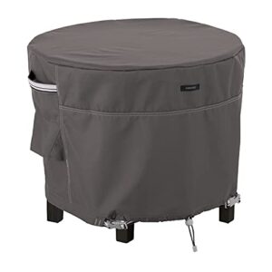 classic accessories ravenna water-resistant 30 inch round patio ottoman/table cover, outdoor ottoman cover, dark taupe