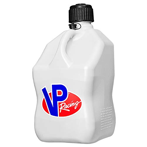 VP Racing Fuels Motorsport 5 Gallon Square Plastic Utility Jug White & 14 Inch Hose (2 Pack)