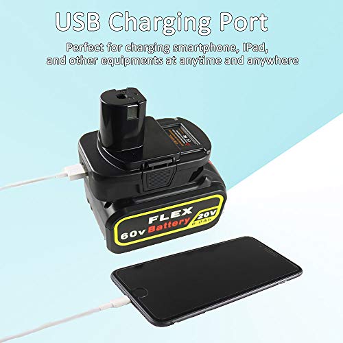 Cell9102 Battery Adapter for Dewalt to Ryobi Battery Adapter, Convert Dewalt 20V Llithium Battery DCB205 DCB207 to Ryobi 18V One+Battery P107 P108, with 5V 2.1A(Max) USB Charge