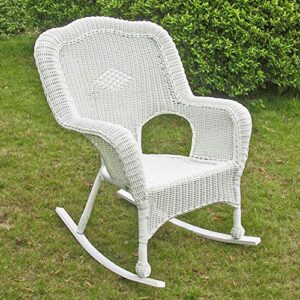 international caravan furniture piece camelback resin wicker rocker, white