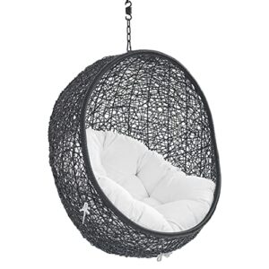 Modway EEI-3636-BLK-WHI Encase Swing Outdoor Patio Lounge Chair Without Stand, Black White