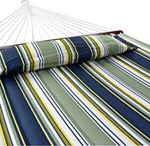 Sorbus 2-Person Stylish Hammock with Stand- Premium Cotton 53" Large Hammock Bed- Spreadedbars & Pillow Included- Heavy Duty 450lbs Portable Hammock for Garden Yard Patio Outdoor Camping- Washable