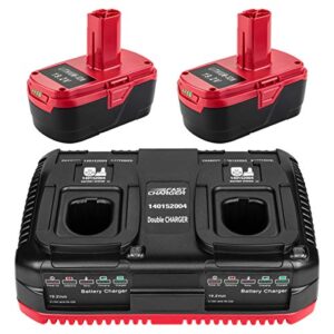 antrobut 2pack 6.0ah replacement craftsman 19.2 volt lithium battery and dual battery charger 140152004 for craftsman battery diehard c3 xcp 130279005 1323903 130211004 11375 11376 315.113753