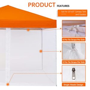 Mosquito Netting Outdoor Screen House Tent Screen Wall with Zipper for Camping, Patio, 10x 10 Gazebo and Tent (Mosquito Net Only White)