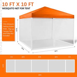 Mosquito Netting Outdoor Screen House Tent Screen Wall with Zipper for Camping, Patio, 10x 10 Gazebo and Tent (Mosquito Net Only White)