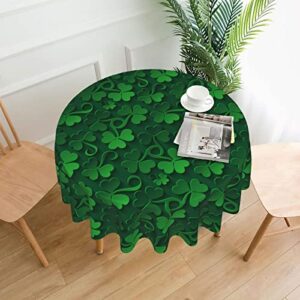 Sweetshow St Patricks Day Tablecloth Round 60 Inch Clover Shamrock Print Decorative Round Dark Green Table Cloth Decor for Home Kitchen Dining Room Party Picnic Holiday Decorations