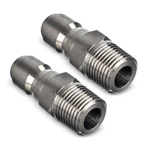 Pressure Washer Quick Connect Fittings by ESSENTIAL WASHER, Stainless Steel 3/8 Inch Male NPT Pressure Washer Plug - Set of 2, Works with Most Stainless Steel or Brass Pressure Washer Couplers