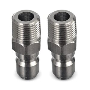 Pressure Washer Quick Connect Fittings by ESSENTIAL WASHER, Stainless Steel 3/8 Inch Male NPT Pressure Washer Plug - Set of 2, Works with Most Stainless Steel or Brass Pressure Washer Couplers