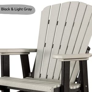 DutchCrafters Slat Fan Back Poly Balcony Adirondack Glider with Footrest Outdoor Patio Chair (Black & Aruba Blue)