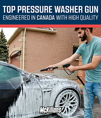 McKillans Short Pressure Washer Gun with Swivel - High Pressure Water Handle with 3/8" Male Plug and 1/4” Quick Connector Coupler - Power Washer Gun Compatible with Foam Cannon - Car Wash Foam Gun