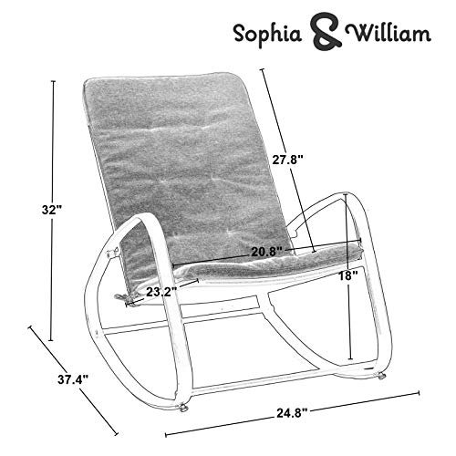 Sophia & William Outdoor Rocking Chairs Set of 2 Patio Metal Padded Rocker Chair Support 300lbs for Porch Balcony Deck Lawn Poolside and Indoor, Green